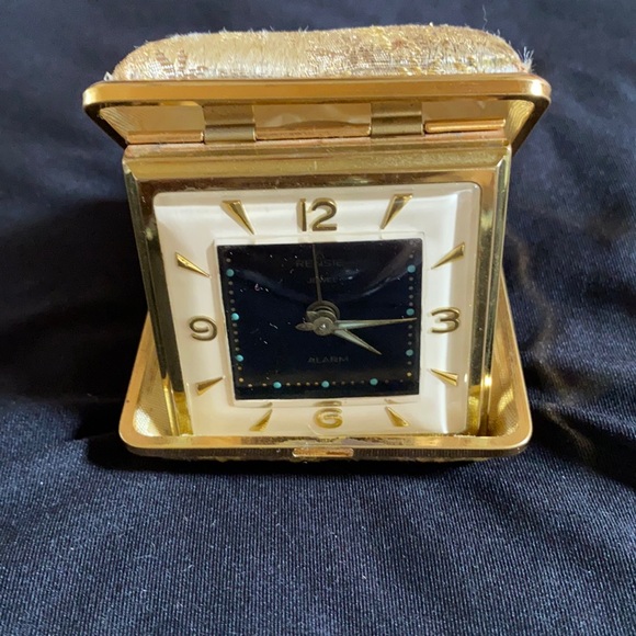 Other | Vintage Rensie Portable Wind Travel Alarm Clock Clam Shell Case ...